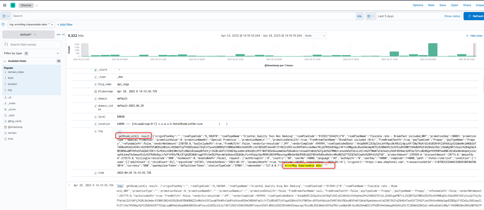 결함(Bug) #85: [Bug-Exception] Search hotel/room b2c: errorMsg Unparseable date - Alice ...